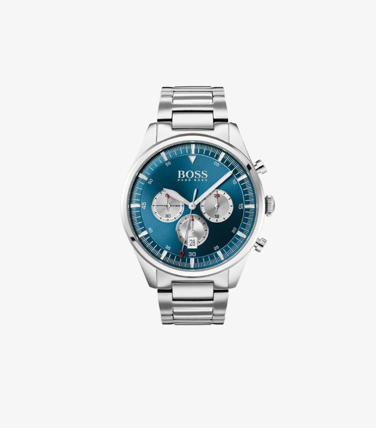 HUGO BOSS TEXTURED DIAL & LEATHER STRAPS ANALOGUE CHRONOGRAPH WATCH 15 ...